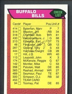 1976 Topps #453 Jim Ringo Buffalo Bills Signed AUTO Approval Sticker ...
