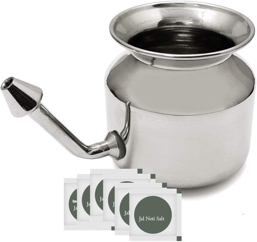 Amazon.com: Stainless Steel Ayurvedic Jala Neti Pot for Sinus ...