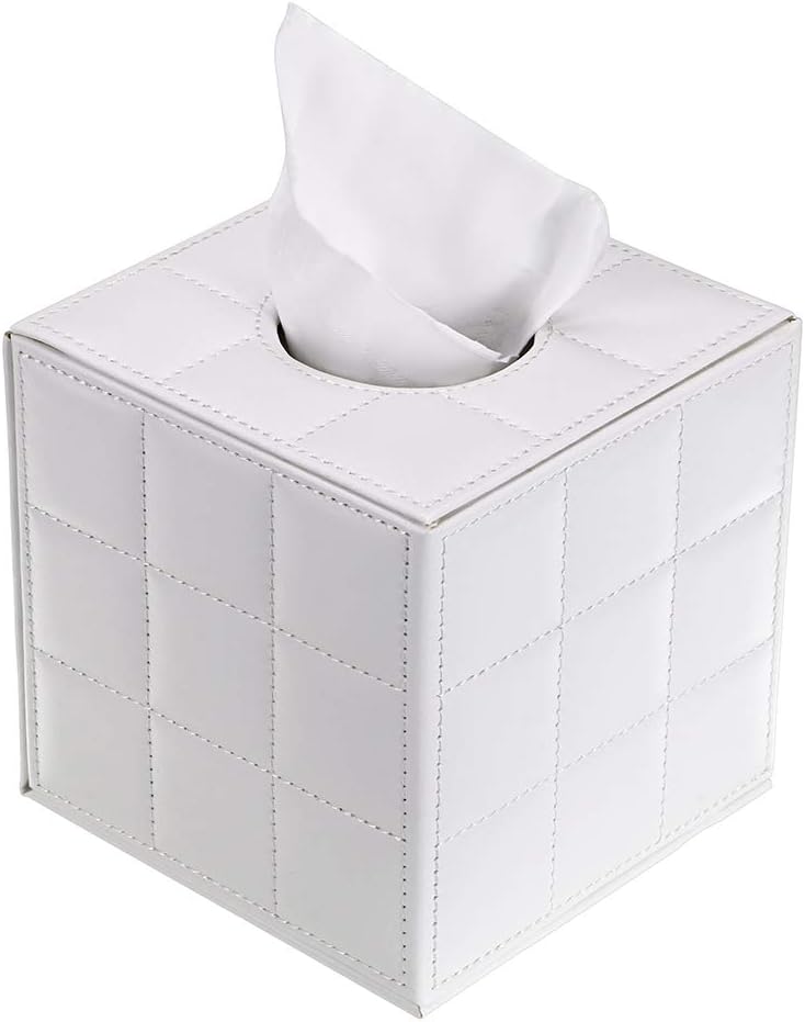 BTSKY PU Leather Cube Tissue Box Holder - Household Office Tissue Cover ...