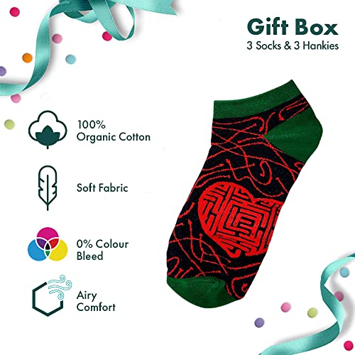 Buy Hexafun Valentine's Gift Box of 3 ankle length socks + 3 hankies at ...