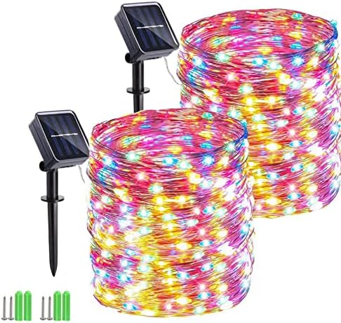 Toyyot 2 Pack Multicolor Solar Christmas Lights Outdoor Waterproof 8 ...