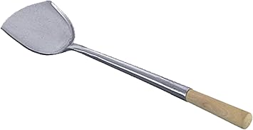 JADE TEMPLE Flat wok ladle, stainless steel, total length 43 cm, with ...
