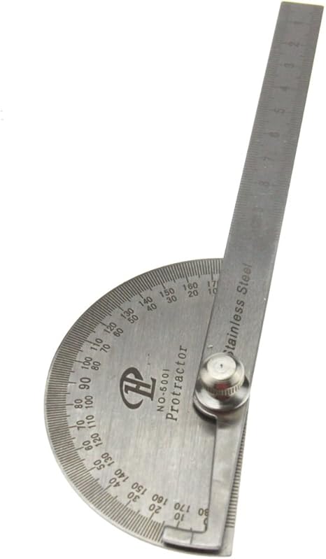 0-180 Degree Stainless Steel Round Head Angle Finder Ruler 100mm Arm ...