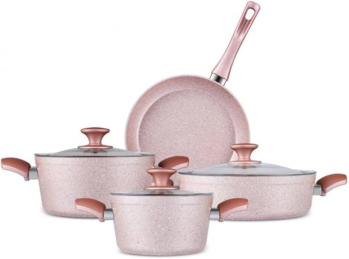Karaca Bio Granite Induction Cookware Set with Lids - Non Stick Pots ...