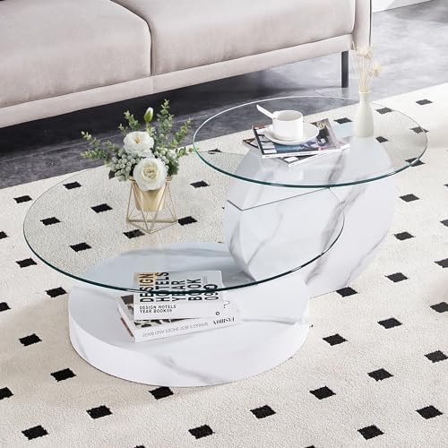 Amazon.com: Glass Coffee Tables for Living Room Round Coffee Tables ...