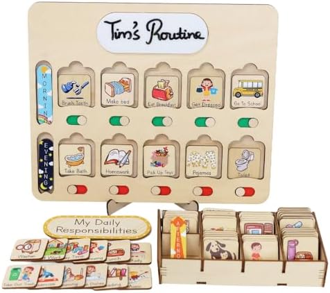 Wooden Routine Board Chore Chart For Kids, Bedtime Routine Chart ...
