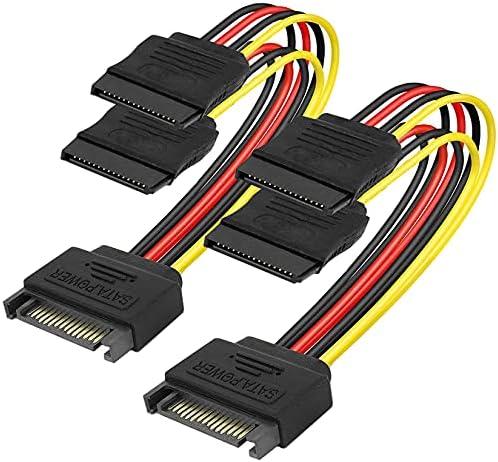RiaTech 15cm 2 Pack SATA Power Y-Splitter Cable sata Male to Dual 15 ...