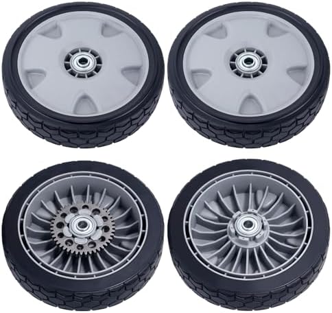 CheeMuii 4 Pcs 9" Lawn Mower Wheels Kit 2 Rear Wheels Replace for 42710 ...