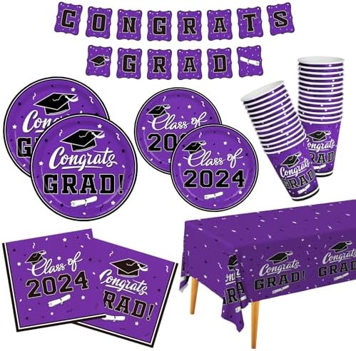 Amazon.com: Purple Graduation Decorations Class of 2024 Congrats Grad ...