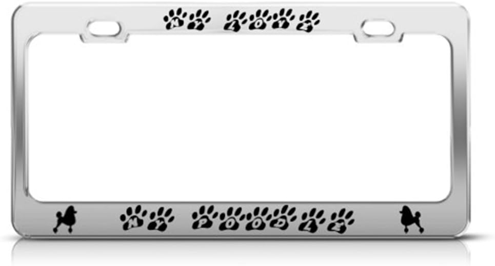 Amazon.com: I Love My Poodle Dog Paws License Plate Frame Stainless ...