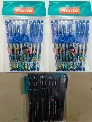 Rorito New Flymax GX Gel Pen Blue 30 Black 10 Set of 40 Blue 0.5 MM Tip ...