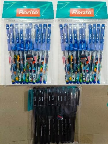 Rorito New Flymax GX Gel Pen Blue 30 Black 10 Set of 40 Blue 0.5 MM Tip ...