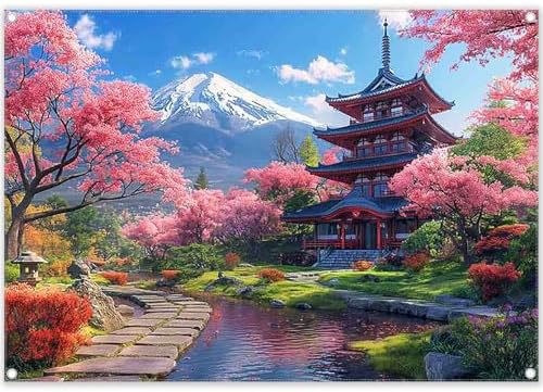 Amazon.com : BELECO 7x5ft Fabric Japan Backdrop Tokyo Temple Backdrop ...