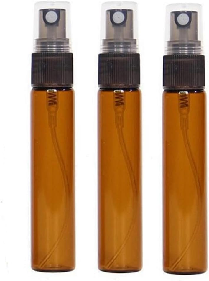 CMJ 3 x 10ml AMBER Glass Spray Bottles Atomiser Travel Perfume Liquid ...