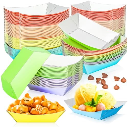 Amazon.com: MotBach 100 Pack 1/4Lb Colorful Paper Food Boat Trays ...