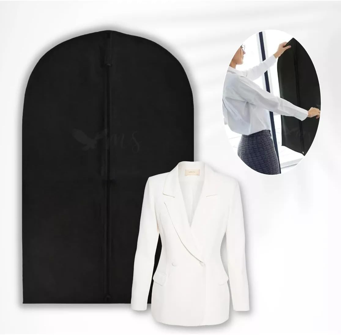 2 Capas Protetora Terno Com Zíper Para Closet Guarda Roupa TNT ...