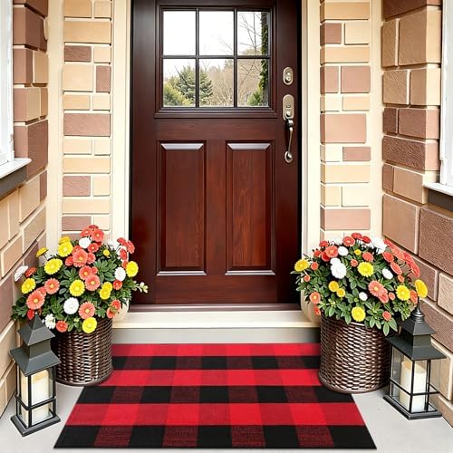 Amazon.com: OLANLY Buffalo Plaid Rug 2' x 3' (24" x 36") – Red and ...