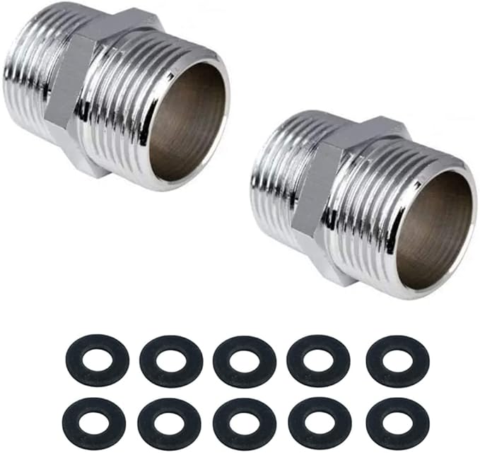 2 Pack Shower Hose Extension 1/2 Inch Shower Hose Connector,Threaded ...