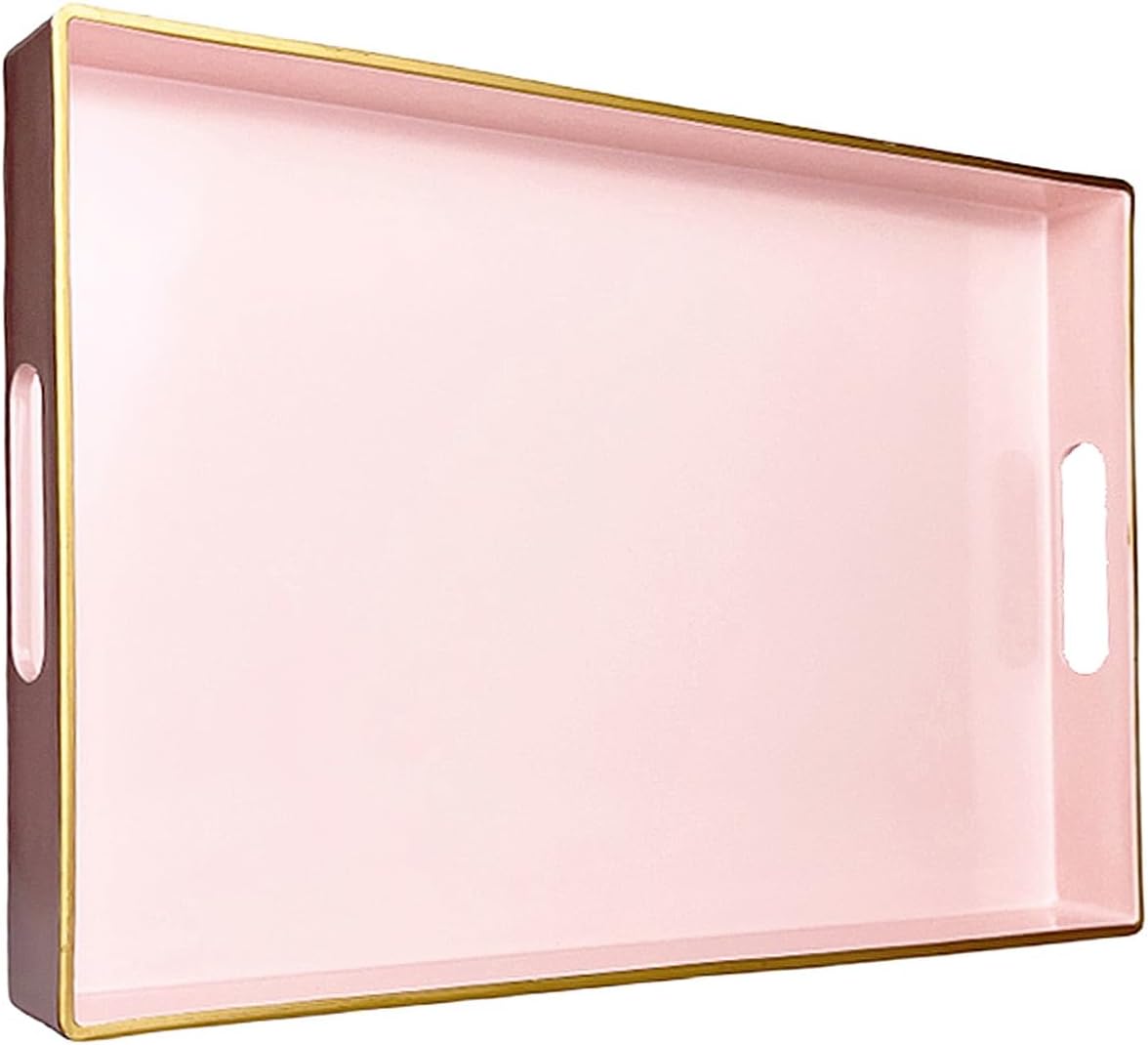 Amazon.com: Umisriro Pink Serving Tray with Handles, Rectangular ...