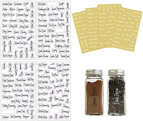 Preprinted White Script Food Stickers,Clear Pantry Labels Set,8 Sheets ...