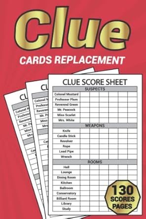 Clue Cards Replacement: Score Sheets Refills for Clue Board Game ...