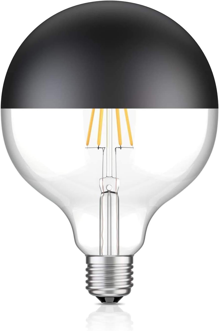 Half Chrome LED Filament Bulb, Large Globe Bulb G40 G125 8W LED Light ...