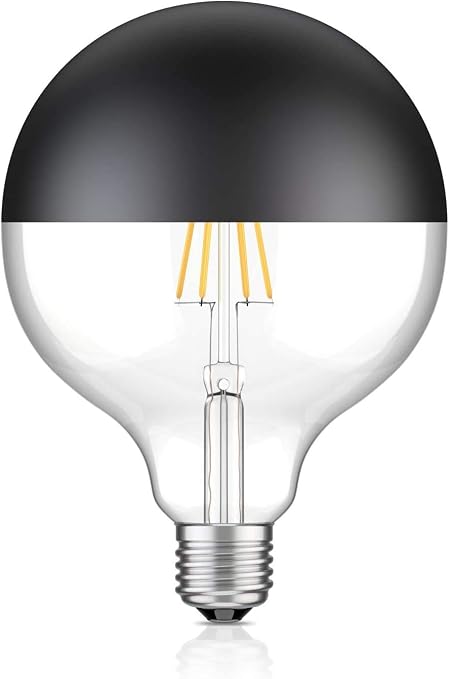 Half Chrome LED Filament Bulb, Large Globe Bulb G40 G125 8W LED Light ...