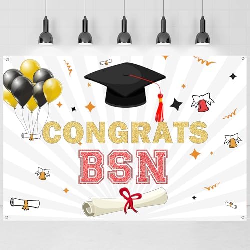 Amazon.com : Congrats BSN Backdrop Banner, Nurse BSN RN Graduation Prom ...