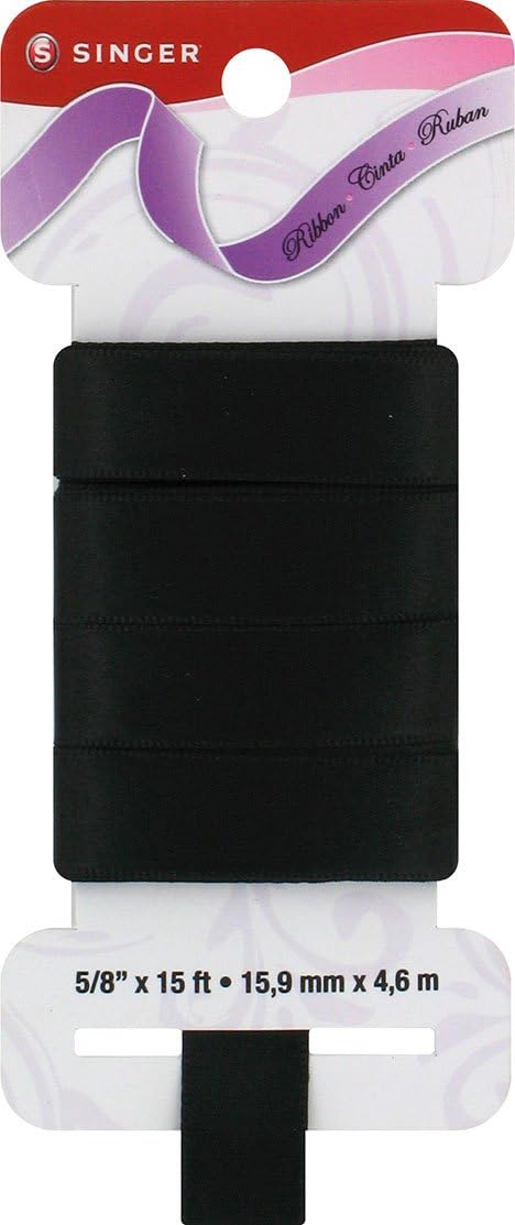 Amazon.com: SINGER Solid Satin Ribbon, 5/8-Inch by 15-Feet, Black ...