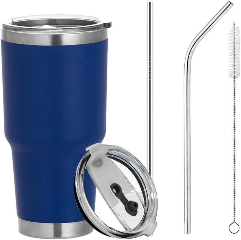 Vaso Térmico de Acero Inoxidable, 30 Oz Taza Termica Frio y Caliente para Cafe con Tapa y Pajita ...