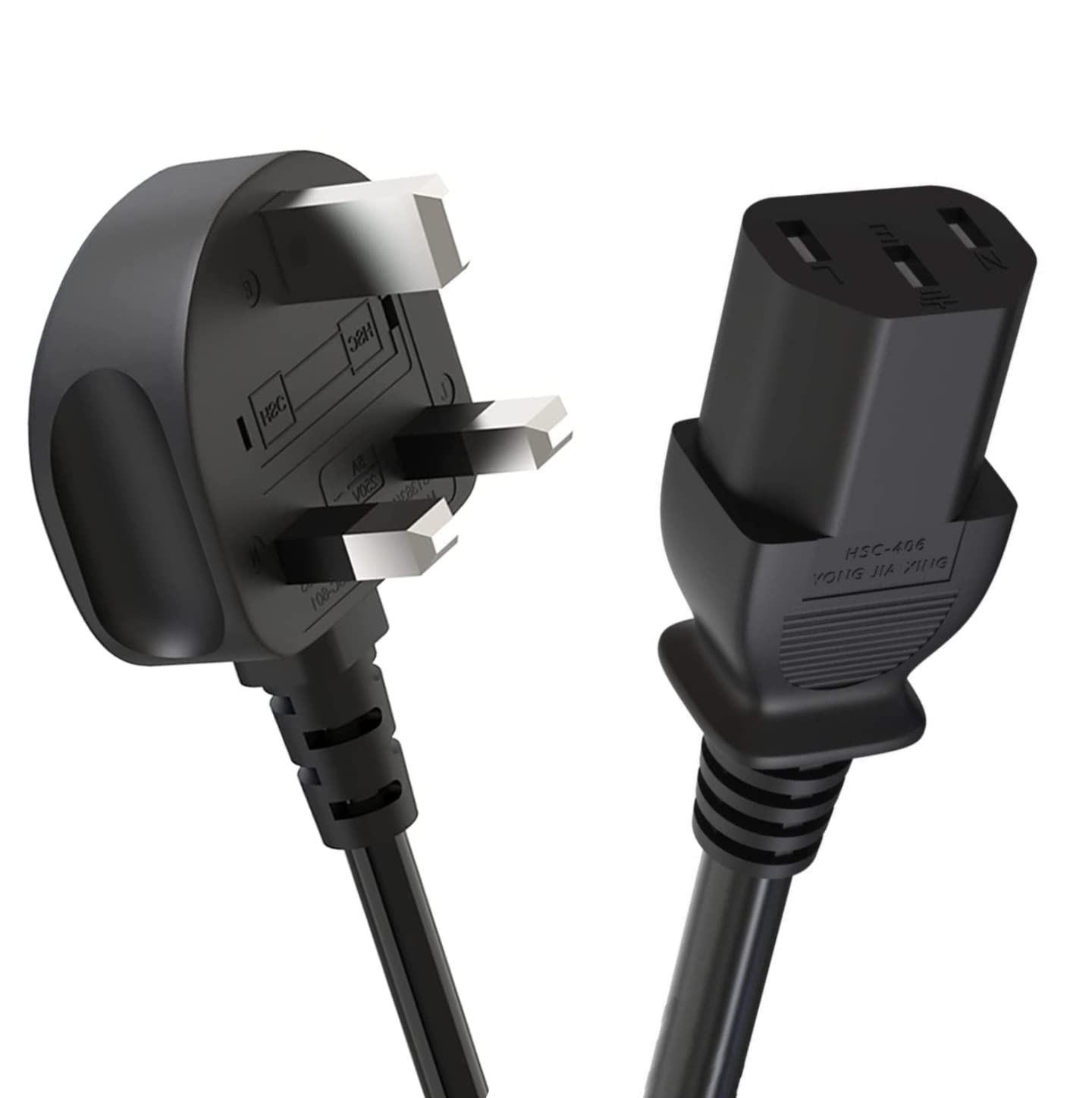 TECH-X 1.8M Standard UK Power Cable Cord for Desktop PC with Fuse, 3 ...
