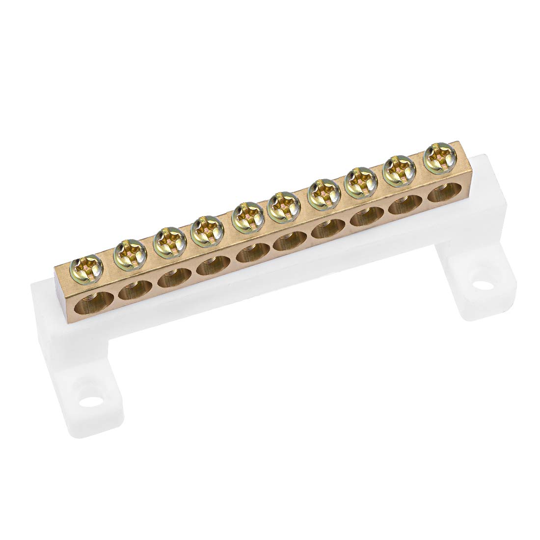 uxcell Copper Screw Terminal Block Barrier Strip Single Row High Bridge ...