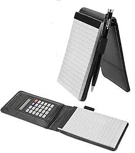 Taccuino portatile in pelle PU A7 con calcolatrice e penna, piccolo ...