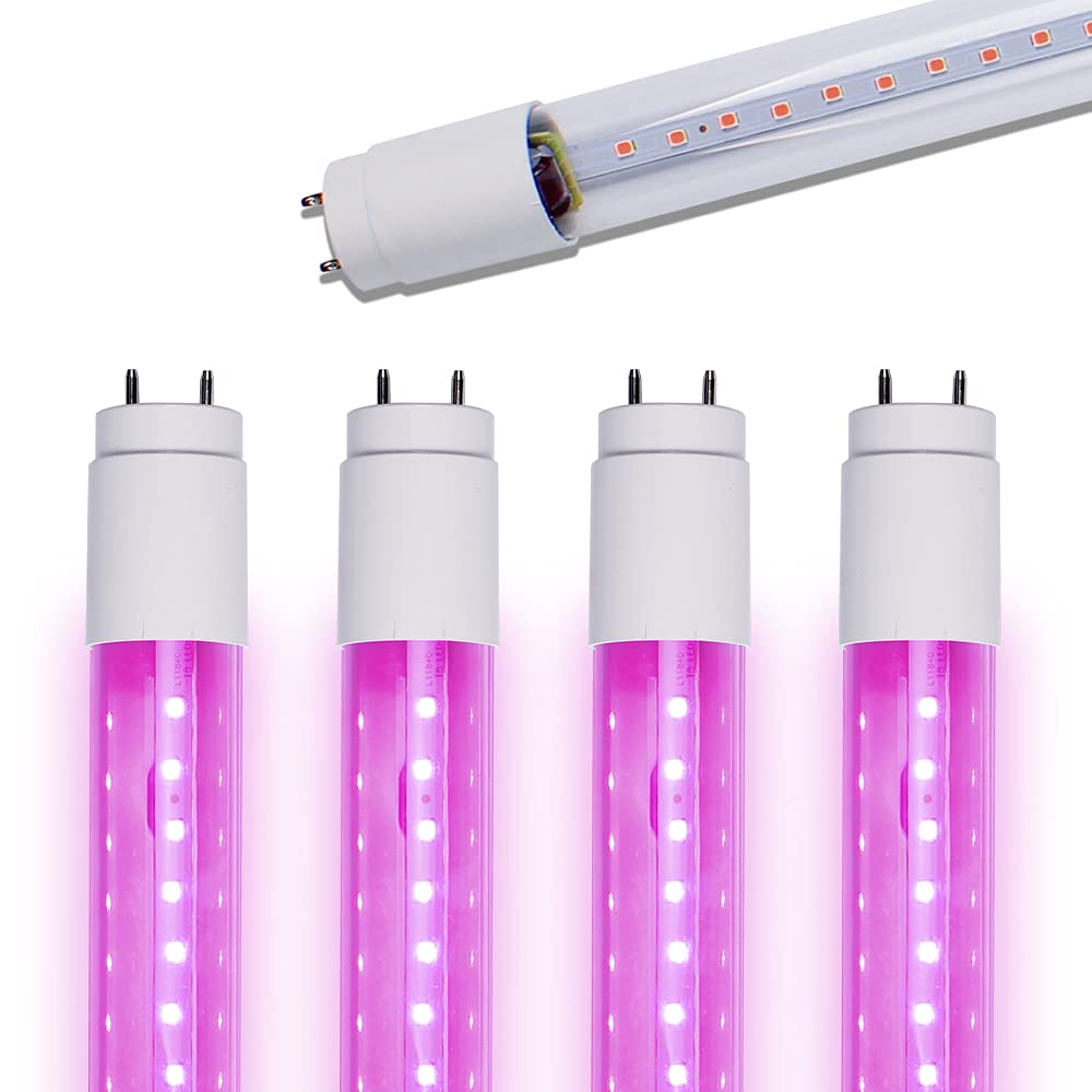 4- Pack T8 LED Grow Light Tube for Plants, 18 Watts, 4FT, Full Spectrum ...