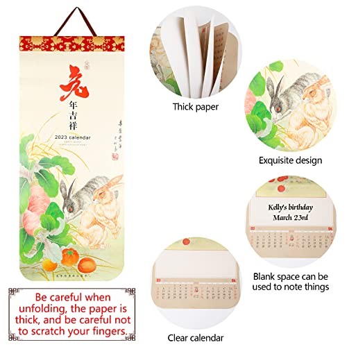 2023 Chinese New Year Calendar Scroll, Chinese Rabbit Year Wall Scroll ...