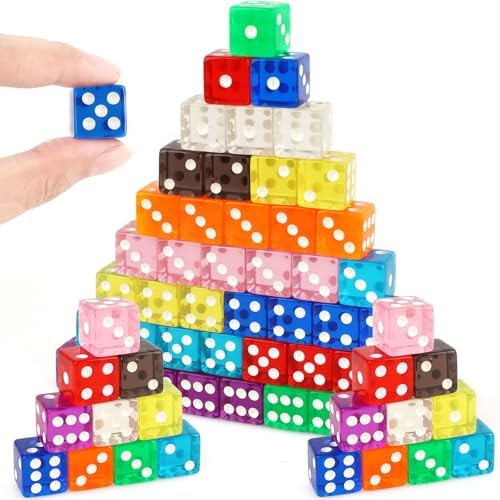 Amazon.com: 50 Pieces Colored Dice Set 16mm Standard Game Dices Acrylic ...