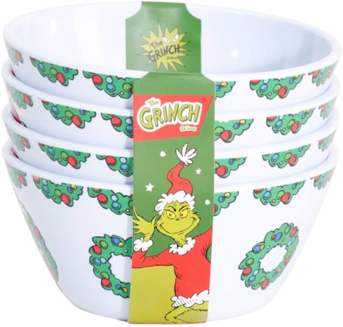 Amazon.com | Zrike Brands Grinch Christmas Winter Melamine Dinnerware ...