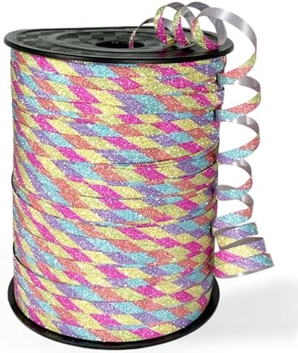 Amazon.com: 500 Yard Curling Ribbon, Rainbow Glitter Curly Ribbons for ...