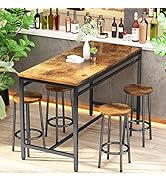 Amazon.com - Recaceik Bar Table Set for 4 Bar Table and Chairs Set ...