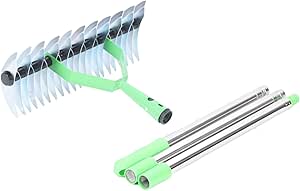 Thatch Rake, 3 Sections Stainless Steel Dethatcher Lawn Rake for ...