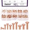Amazon.com: Swpeet 270Pcs M2 M2.5 M3 Flat Head Copper Solid Rivet Metal ...