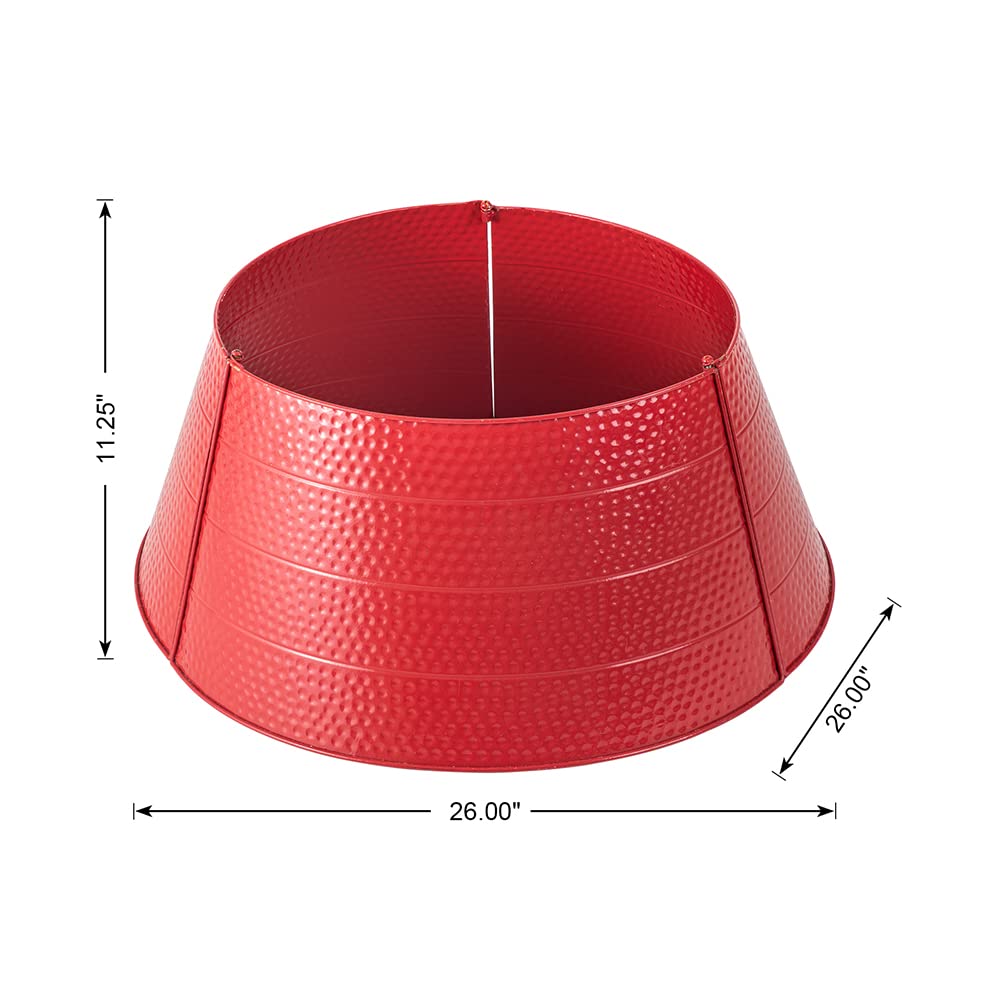 Snapklik.com : 26" D Red Hammered Metal Tree Collar Tree Base Cover ...