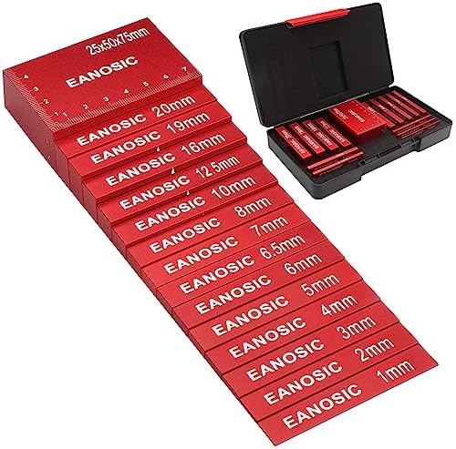 EANOSIC Metric Setup Blocks Height Gauge Set, 15pcs Precision Aluminum ...