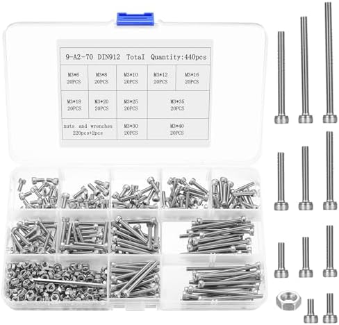 440 Stk M3 Schrauben Set, Zylinderschrauben Muttern Set ...
