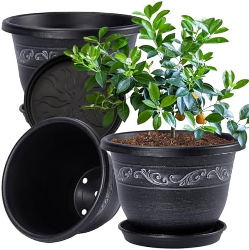 Quarut Large 12 Inch Plant Pot for Plants Outdoor Indoor, 4 Pack ...
