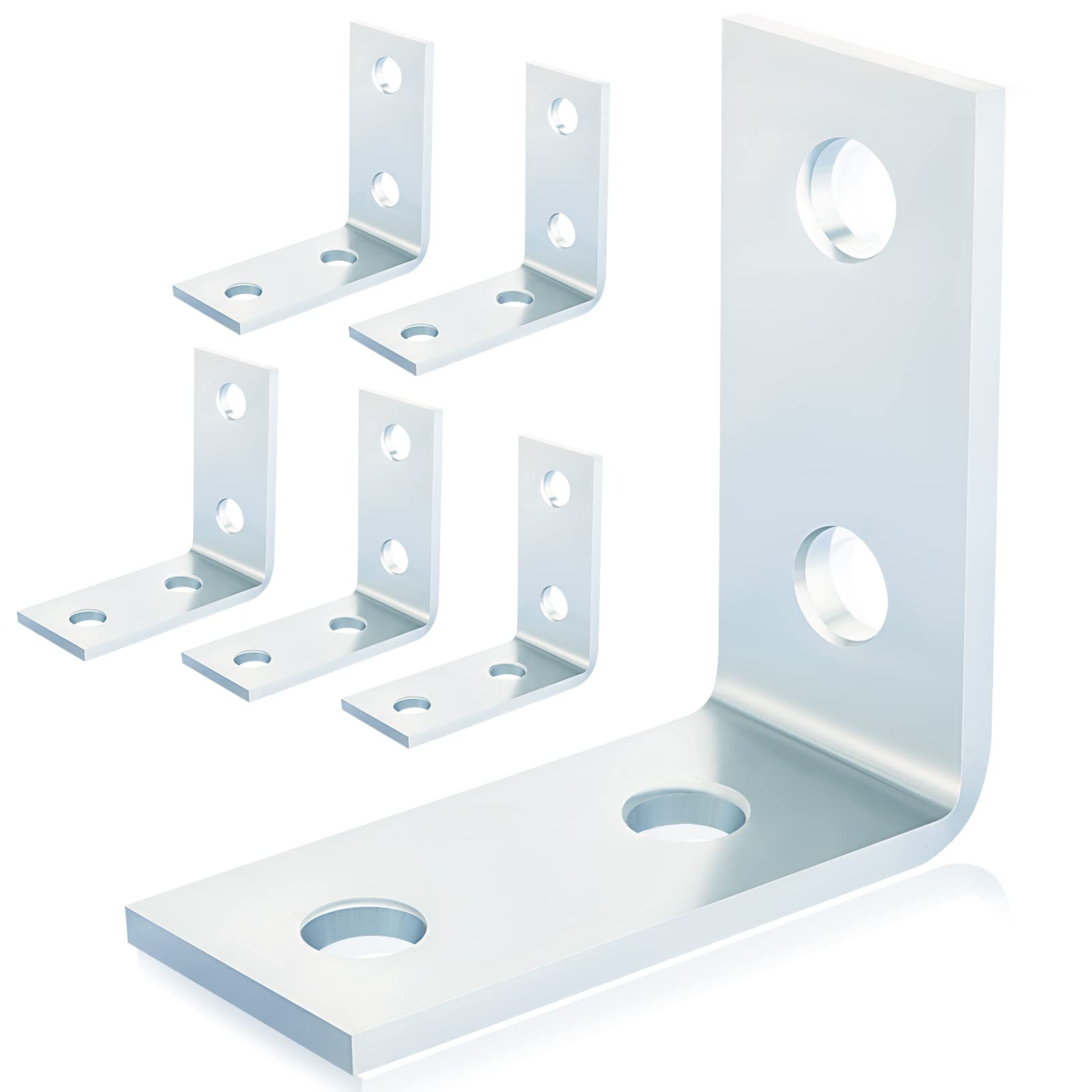 6 Pack 4 Hole L Shaped Connector Bracket, Length 3¼", Width 1½", 4.8mm ...