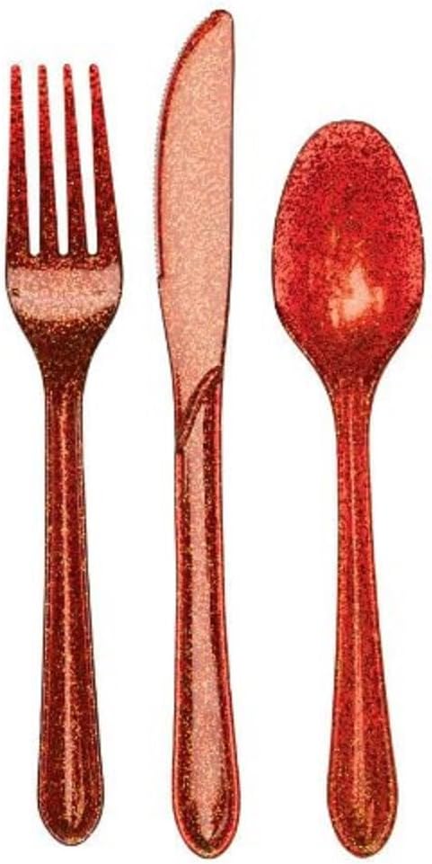 Amazon.com: Red Assorted Disposable Cutlery, 48 Piece Set, 16 Spoons ...