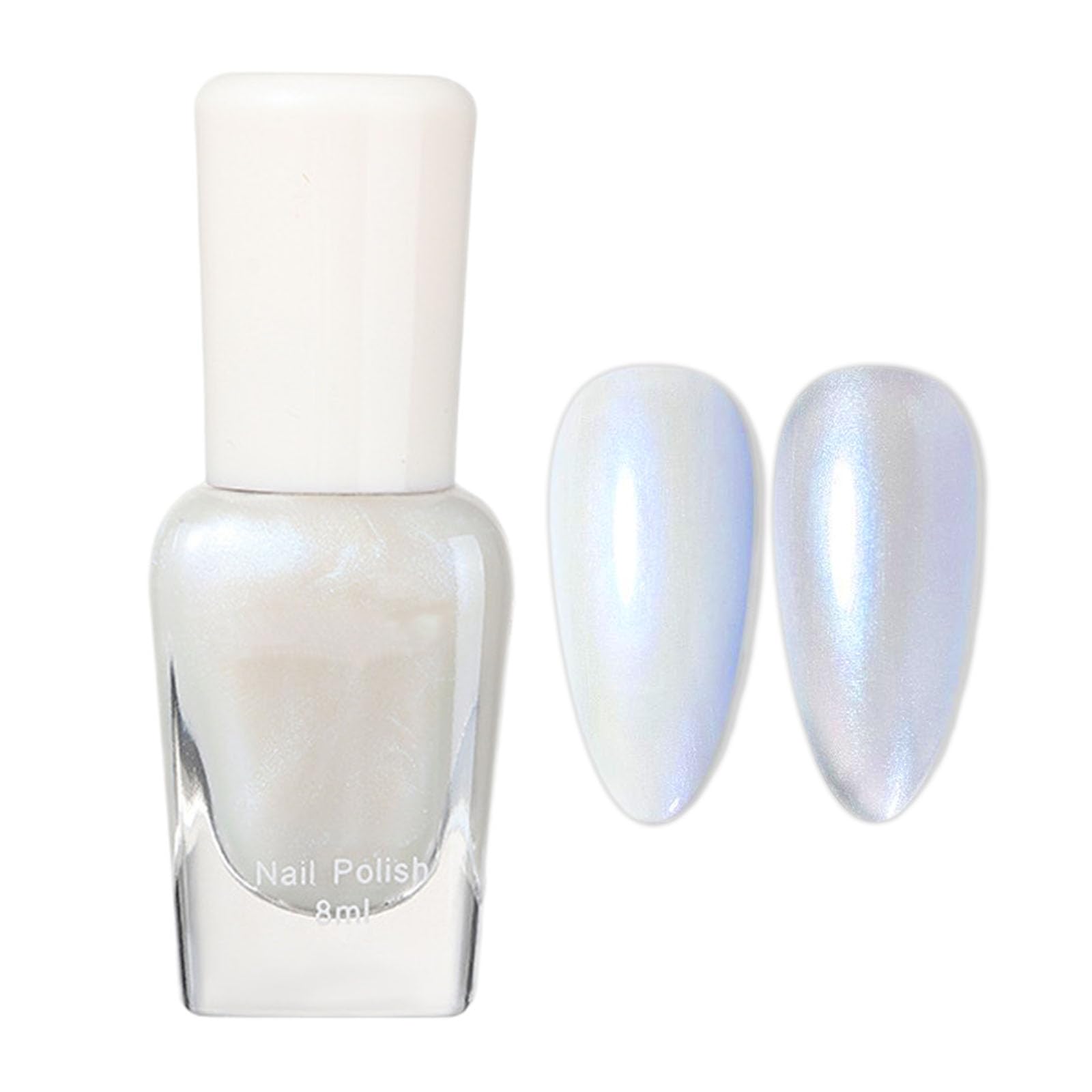 Pearl White Glitter Nail Polish Shimmering, Shell Spiral Silver Shimmer ...