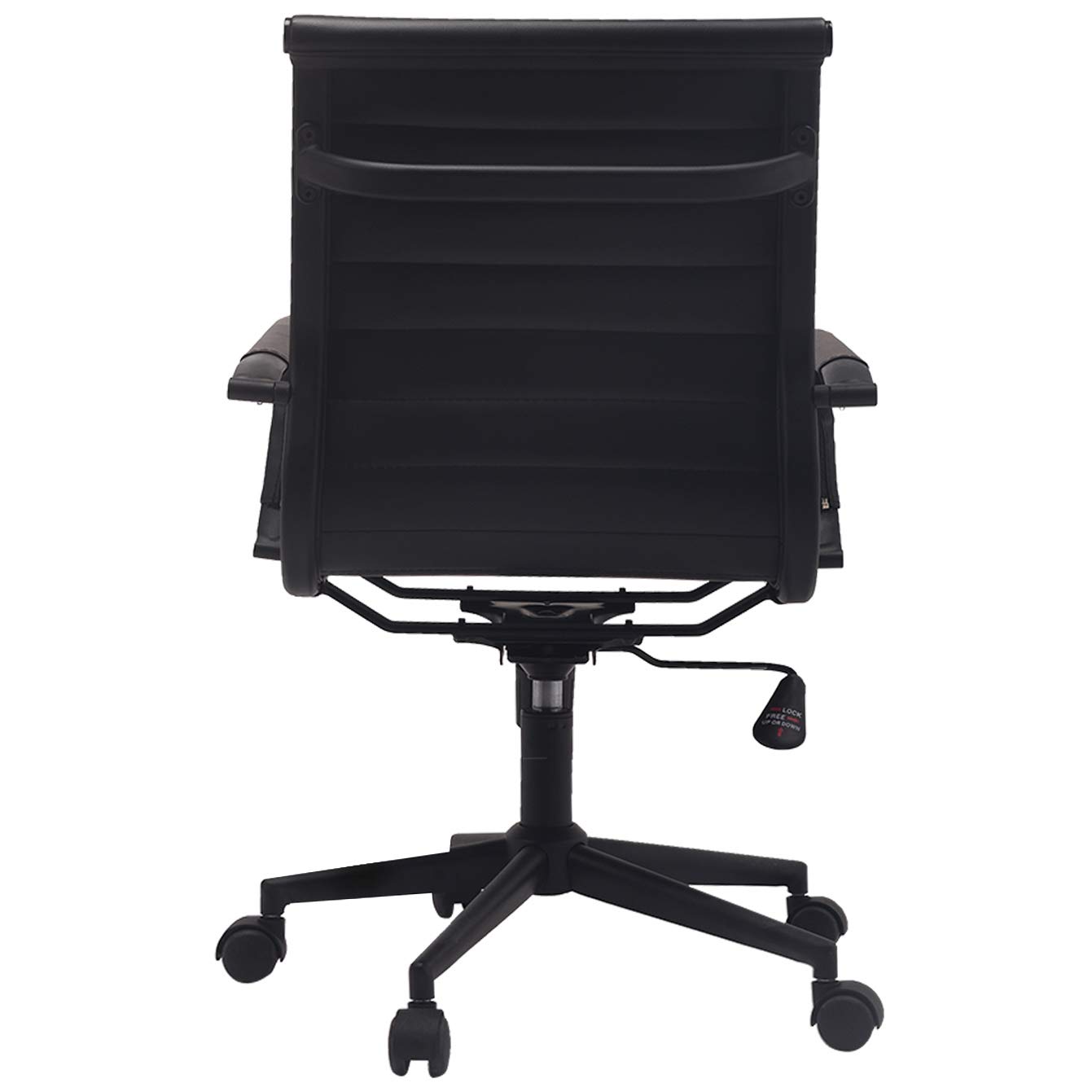 2xhome Set of 2 Modern Office Desk Chairs Mid Back Ribbed PU Leather ...