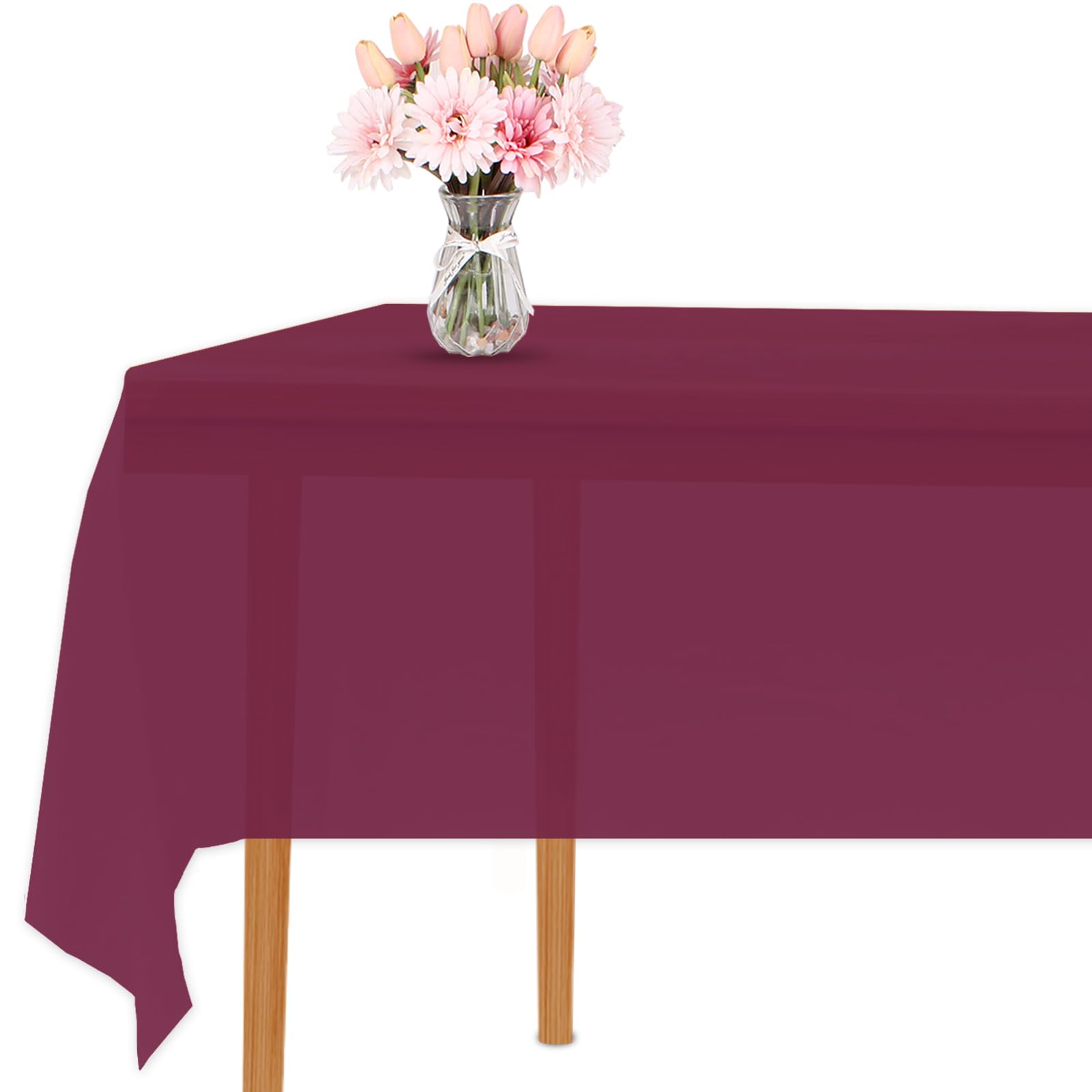 Amazon.com: Burgundy 3 Pack Premium Disposable Plastic Tablecloth for ...